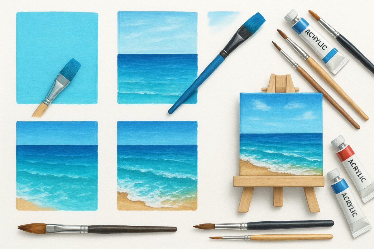 Quick & Easy Small Canvas Painting Ideas: Mini Acrylic Seascapes