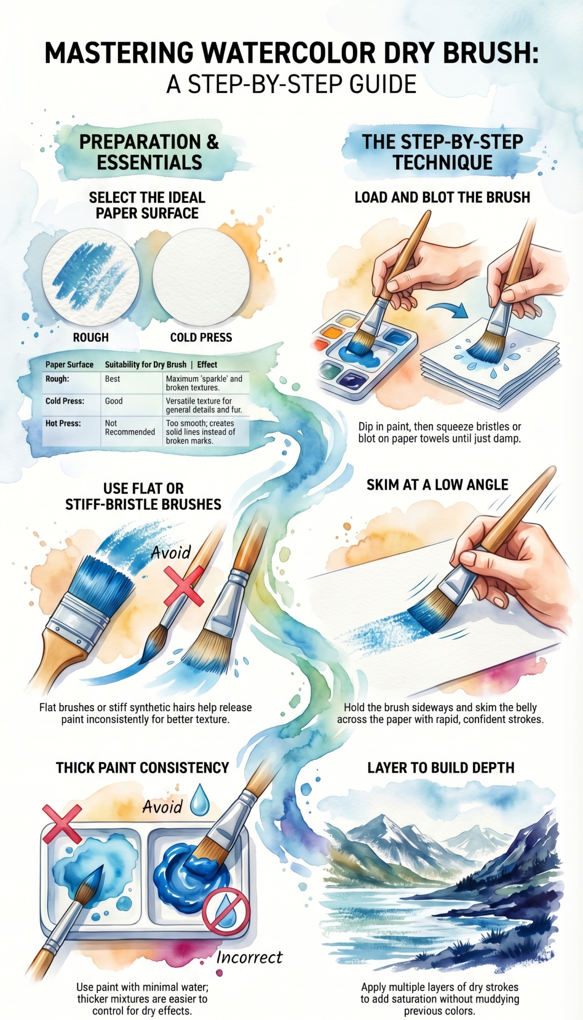 How To Master The Dry Brush Watercolor Technique